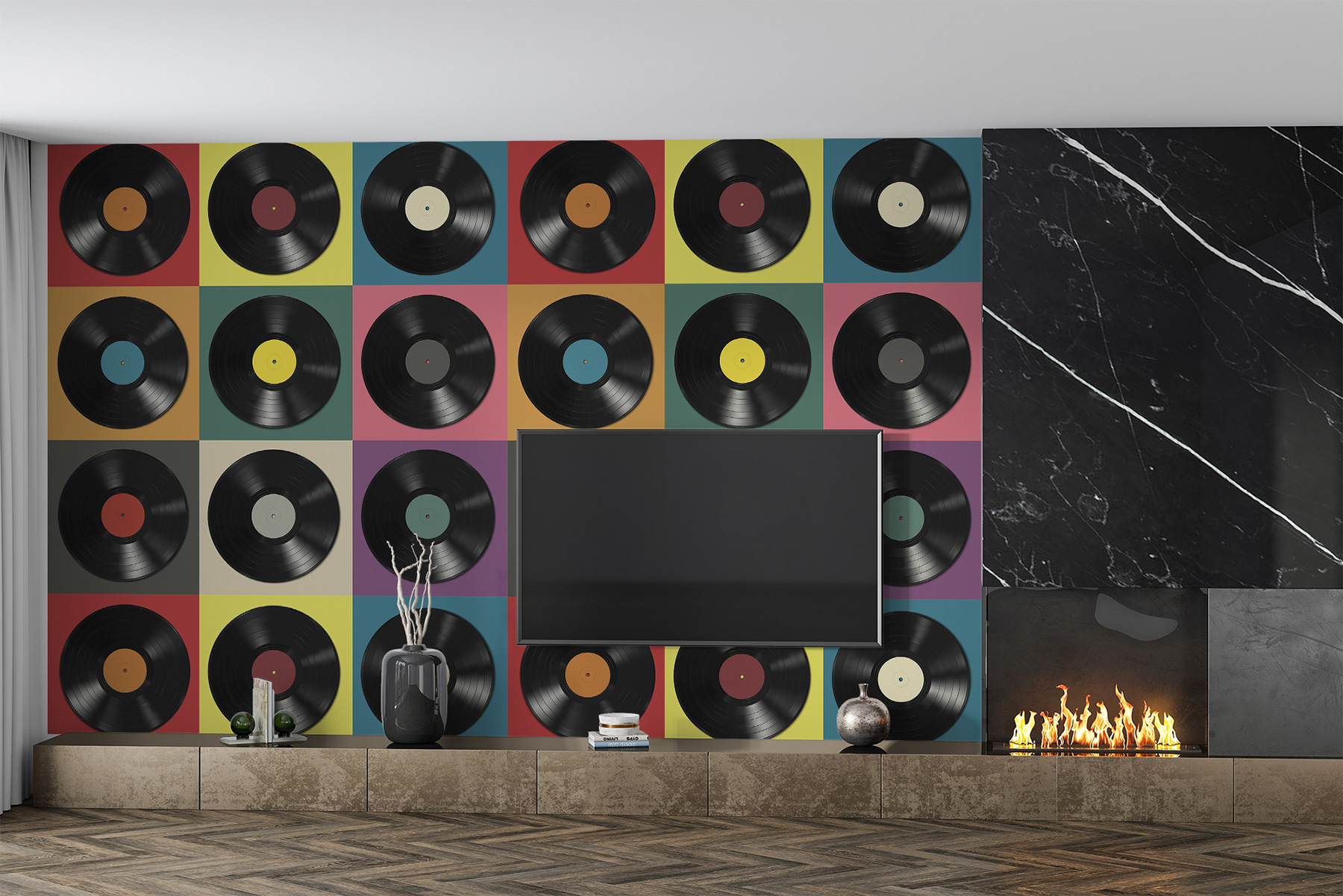 Wall murals Vinyl records, retro style nr. u51622 - Uwalls.co.uk