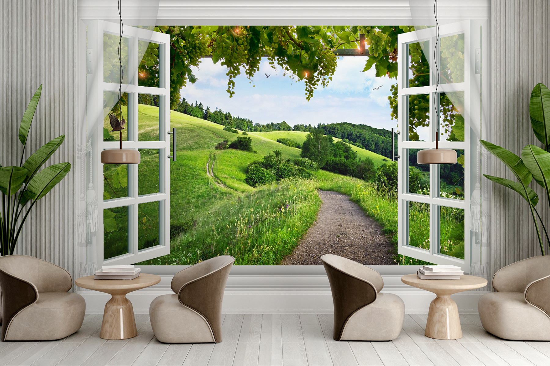 Wall murals View from the window to the clearing nr. u28196 - Uwalls.co.uk