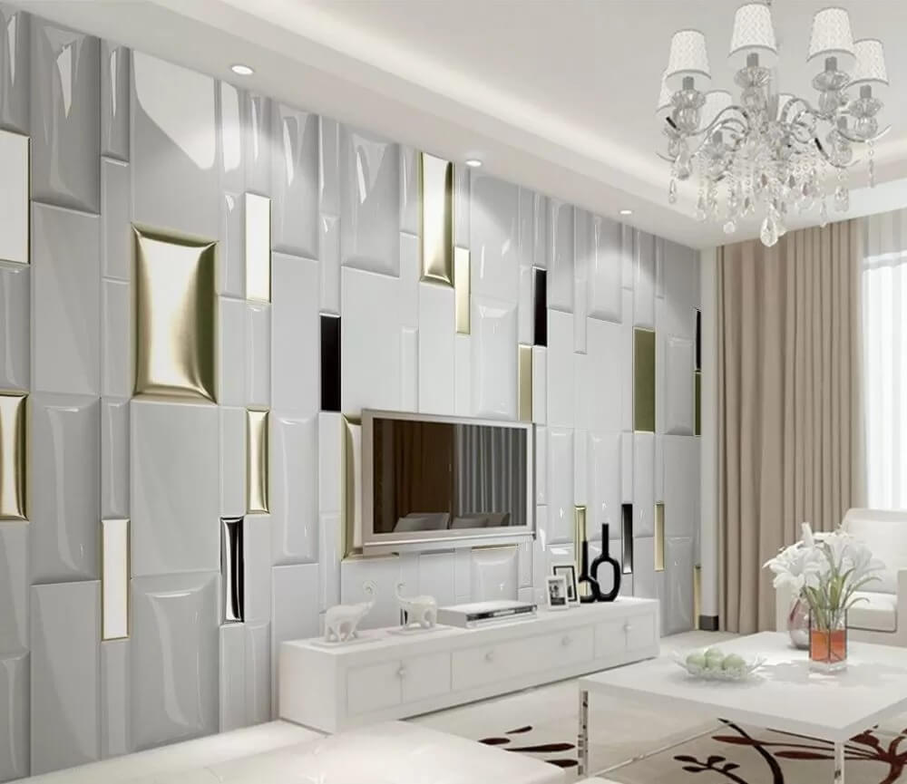 Wall murals Abstract geometric design, white rectangles nr. u37986 ...