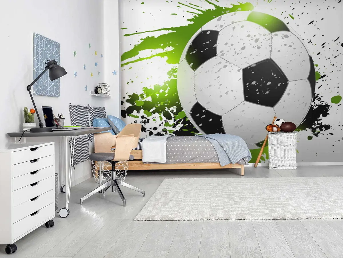 Wall murals Soccer ball leaving green spots nr. u57431 - Uwalls.co.uk