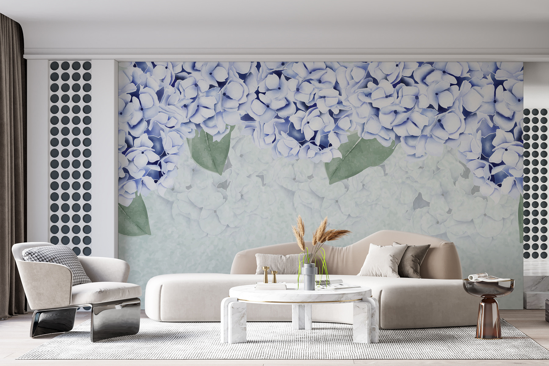 Wall murals hydrangea flowers, blue flowers, flowers from above, large ...