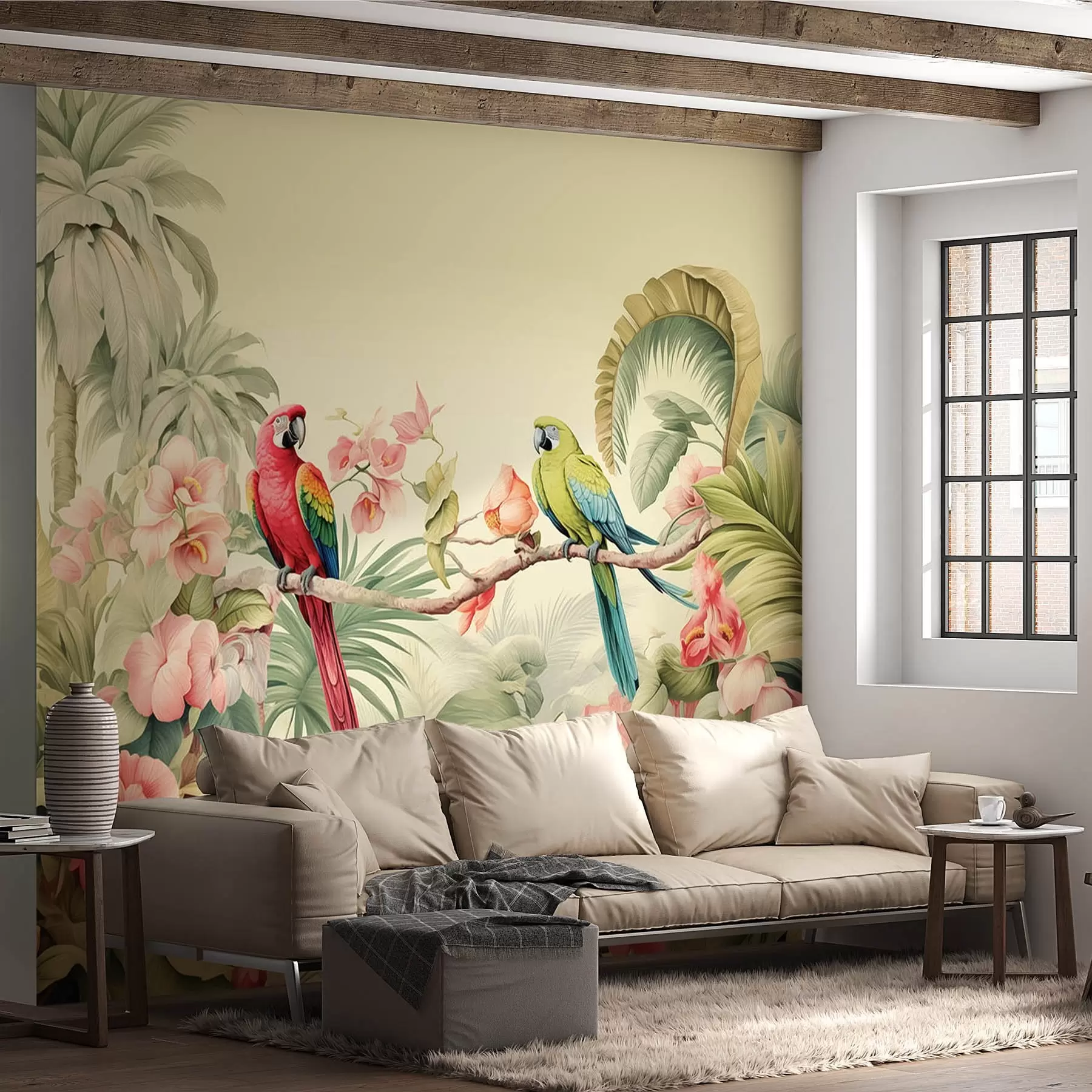 Parrots Wallpaper Digital Macaw Parrot In Blue Wall Mural | Buy Online