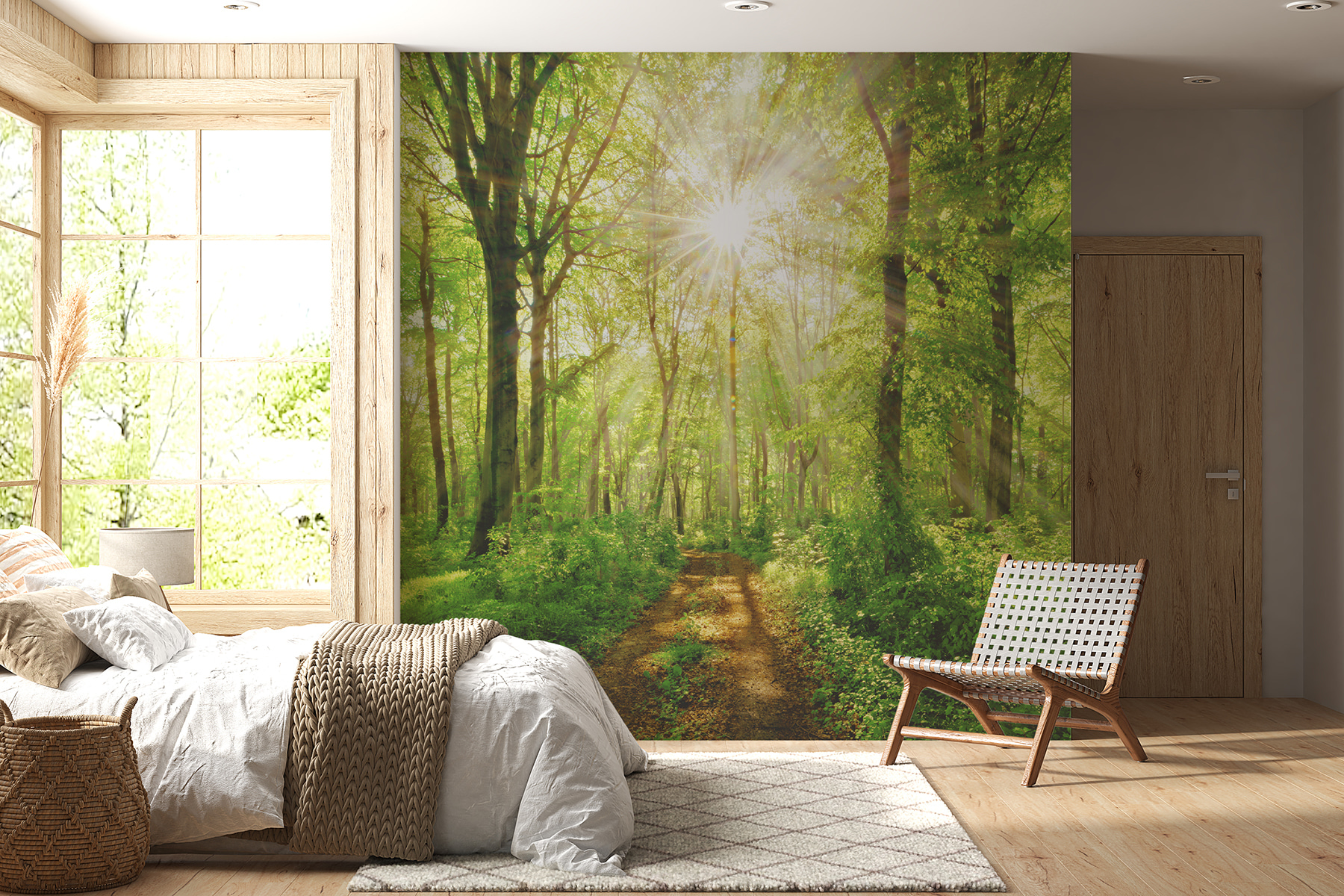 Wall murals Path in the sunny forest nr. u22252 - Uwalls.co.uk