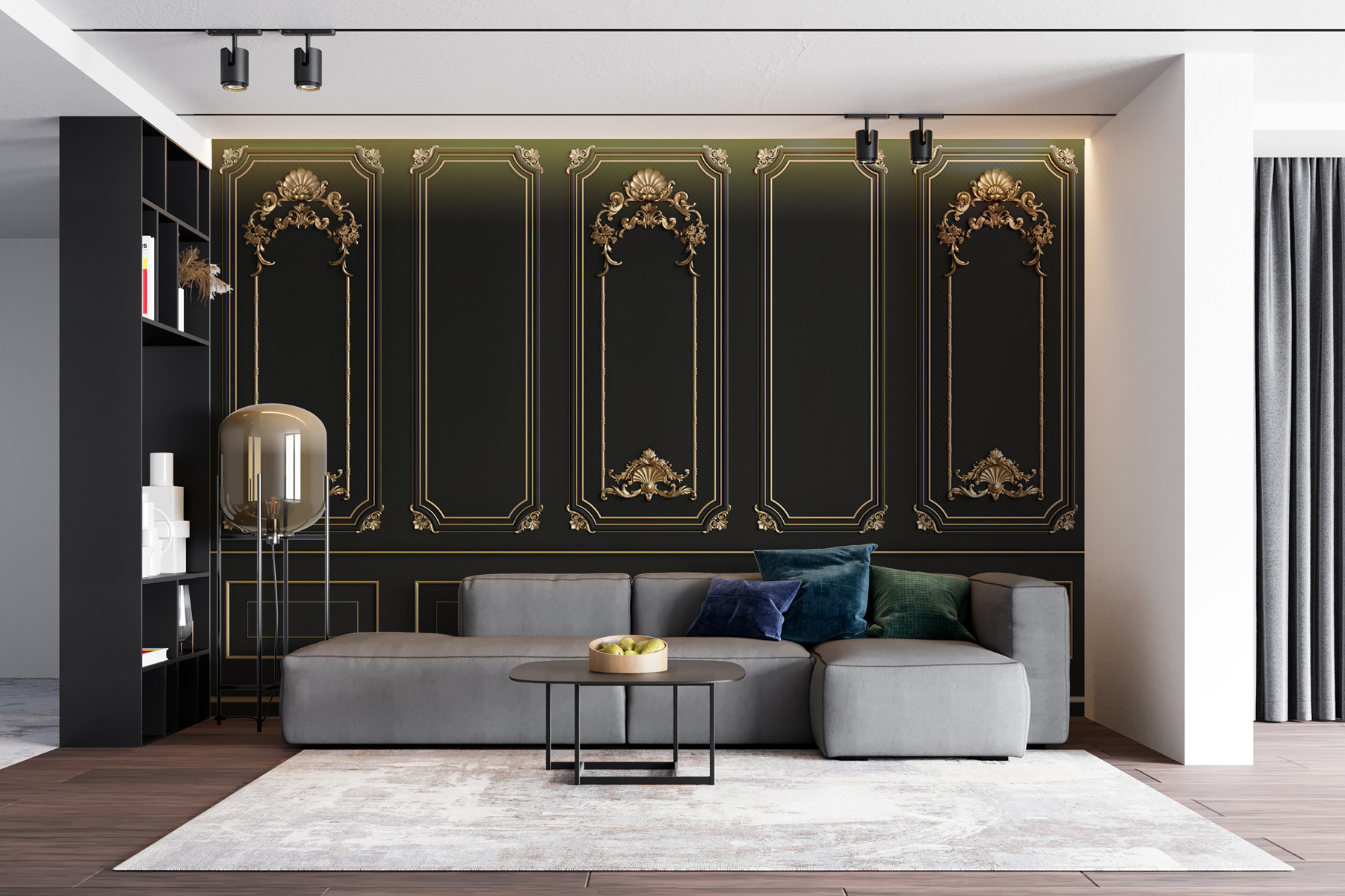 Wall murals Classical French Buzeri Wall in black nr. u72623 - Uwalls.co.uk