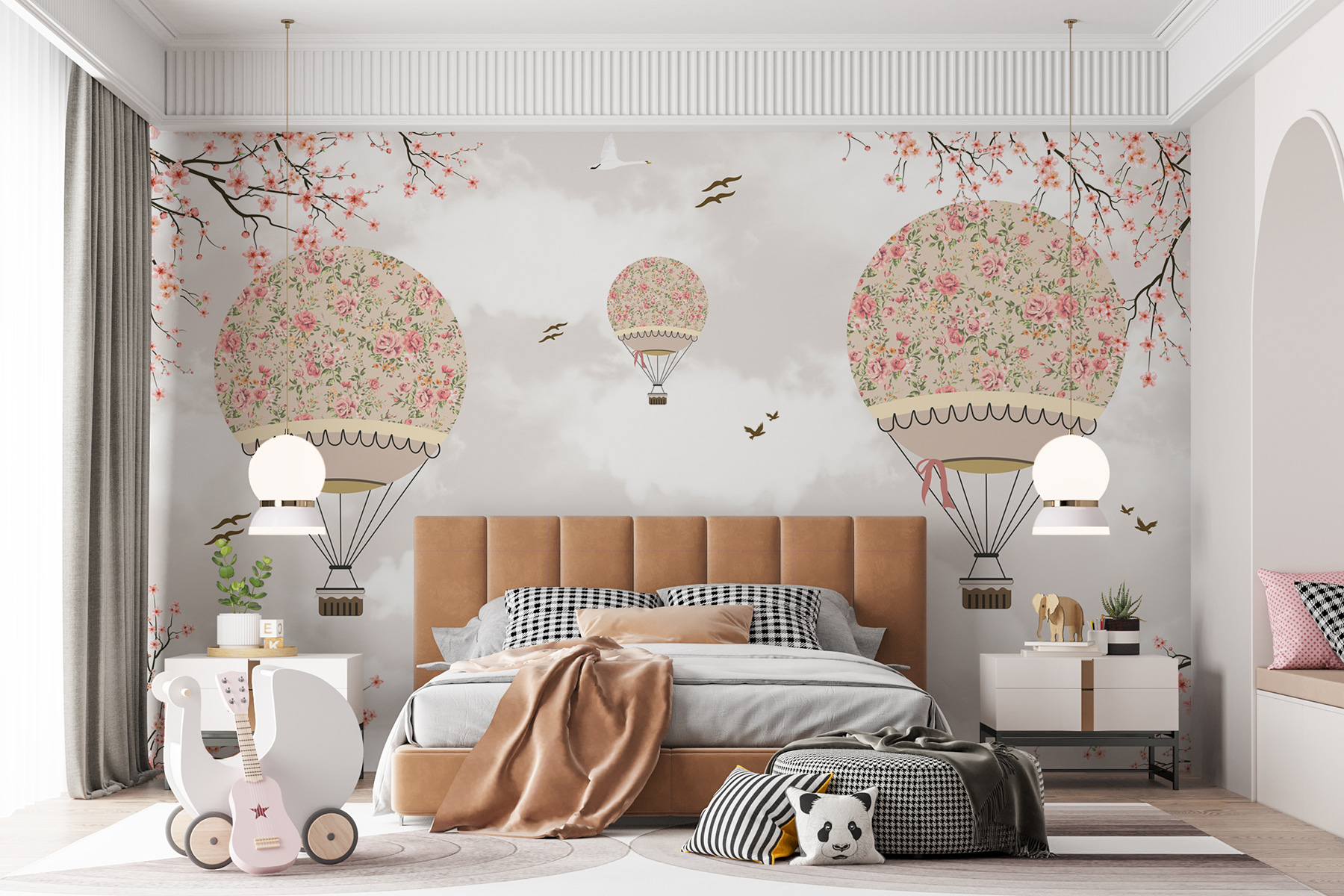Wall murals Balloons in flowers and sakura branches nr. u94445 - Uwalls ...