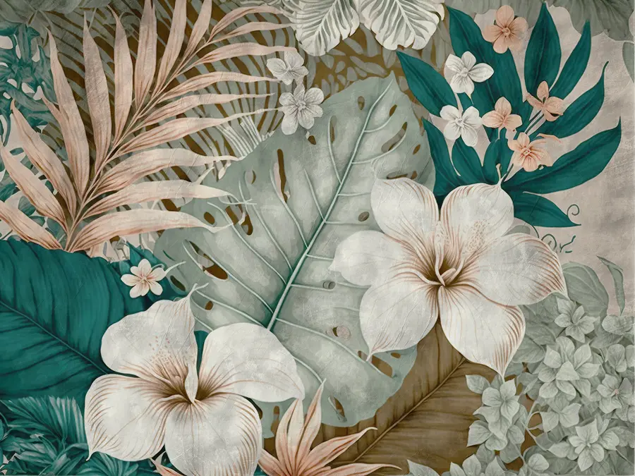 Hibiscus Wall Mural: Tropical Radiance at Uwalls