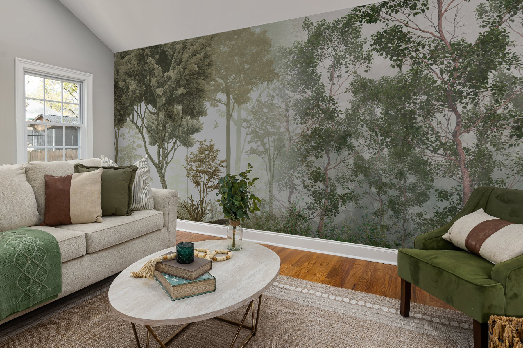 Wall murals Tropical trees and leaves in a misty forest nr. u97402 ...